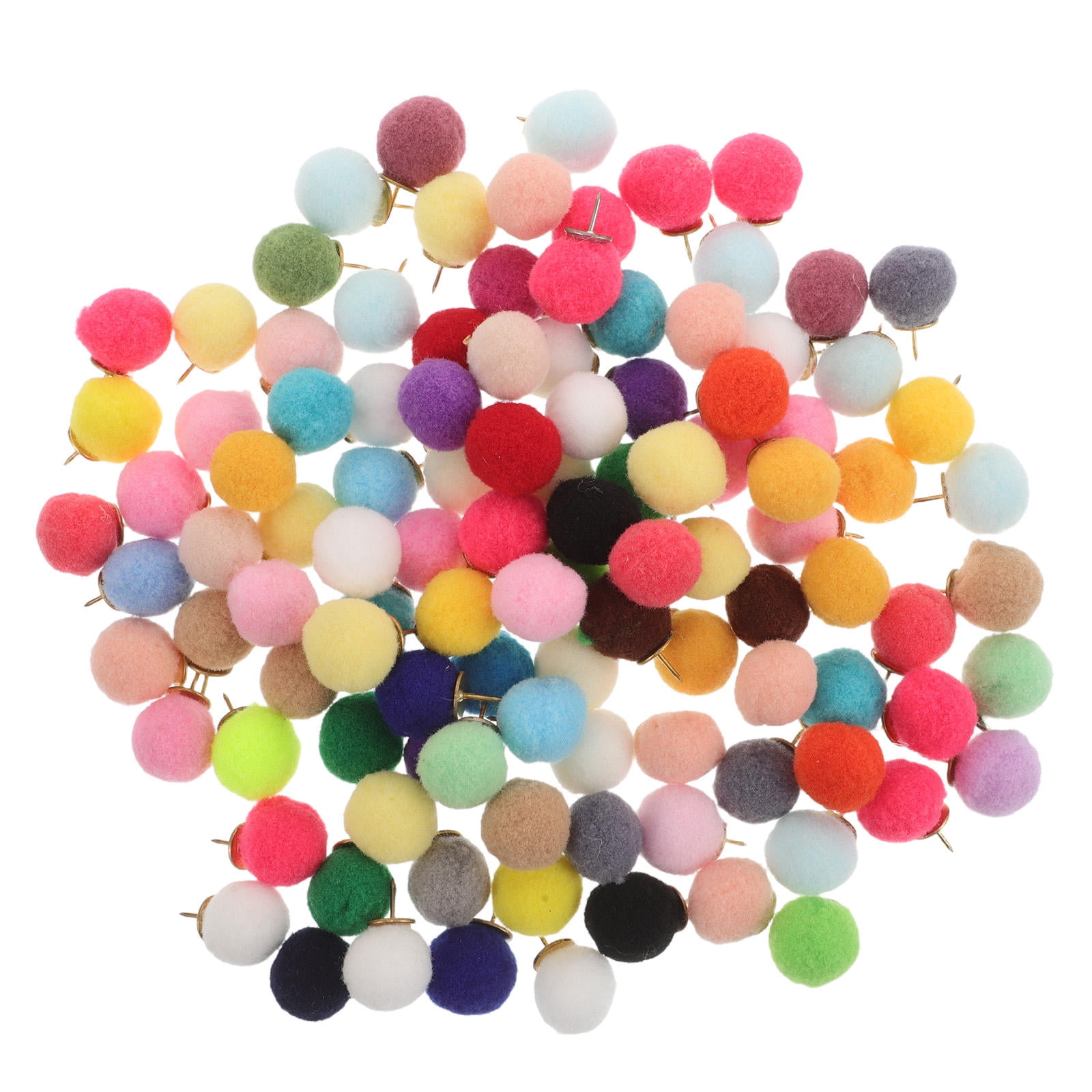 WORGEOUS 100pcs Pom Pom Push Pins for Cork Board Cute Fuzzy Ball Push ...