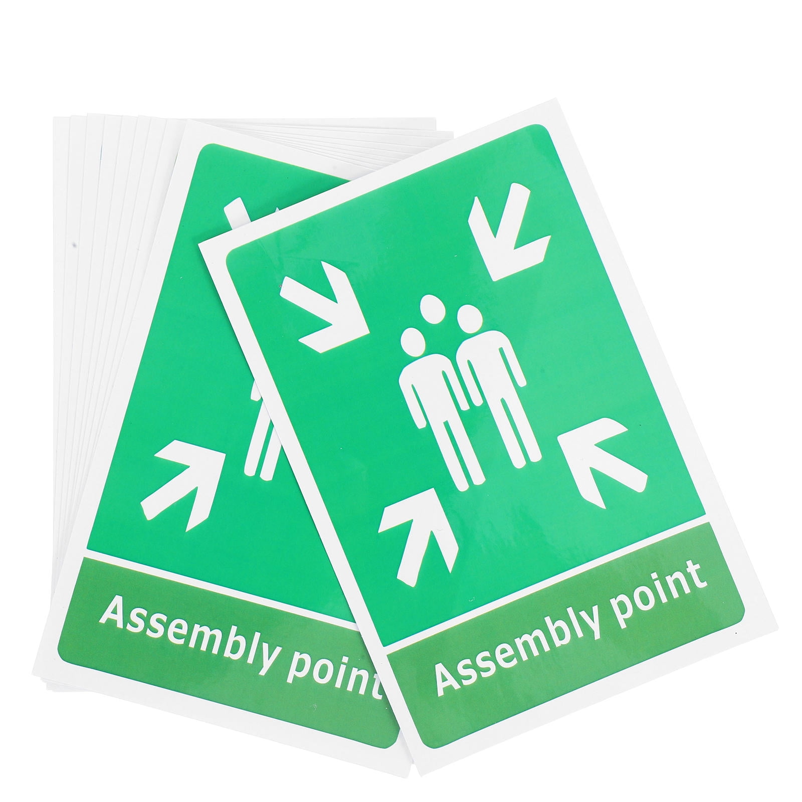 WORGEOUS 10PCS Fire Assembly Point Sign Stickers Emergency Exit Signage ...