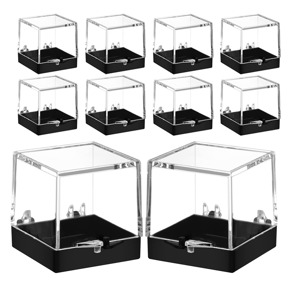 WORGEOUS 10PCS Mini Clear Display Plastic Stone Display Case Square Box ...