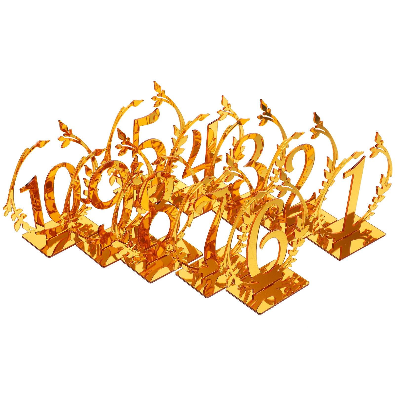 WORGEOUS 10Pcs Golden Acrylic Rectangular Table Signs for Wedding ...