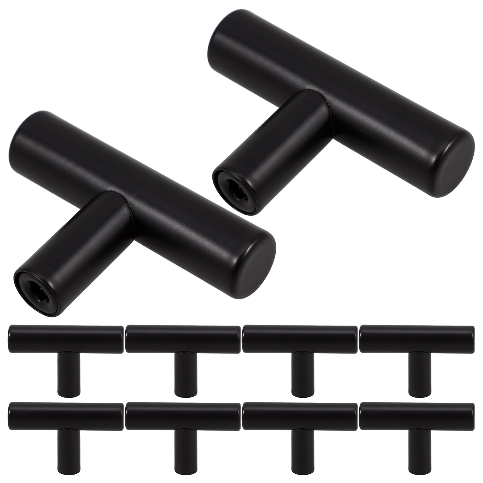 WORGEOUS 10Pcs Matte Black Stainless Steel Drawer Pulls Single Hole ...