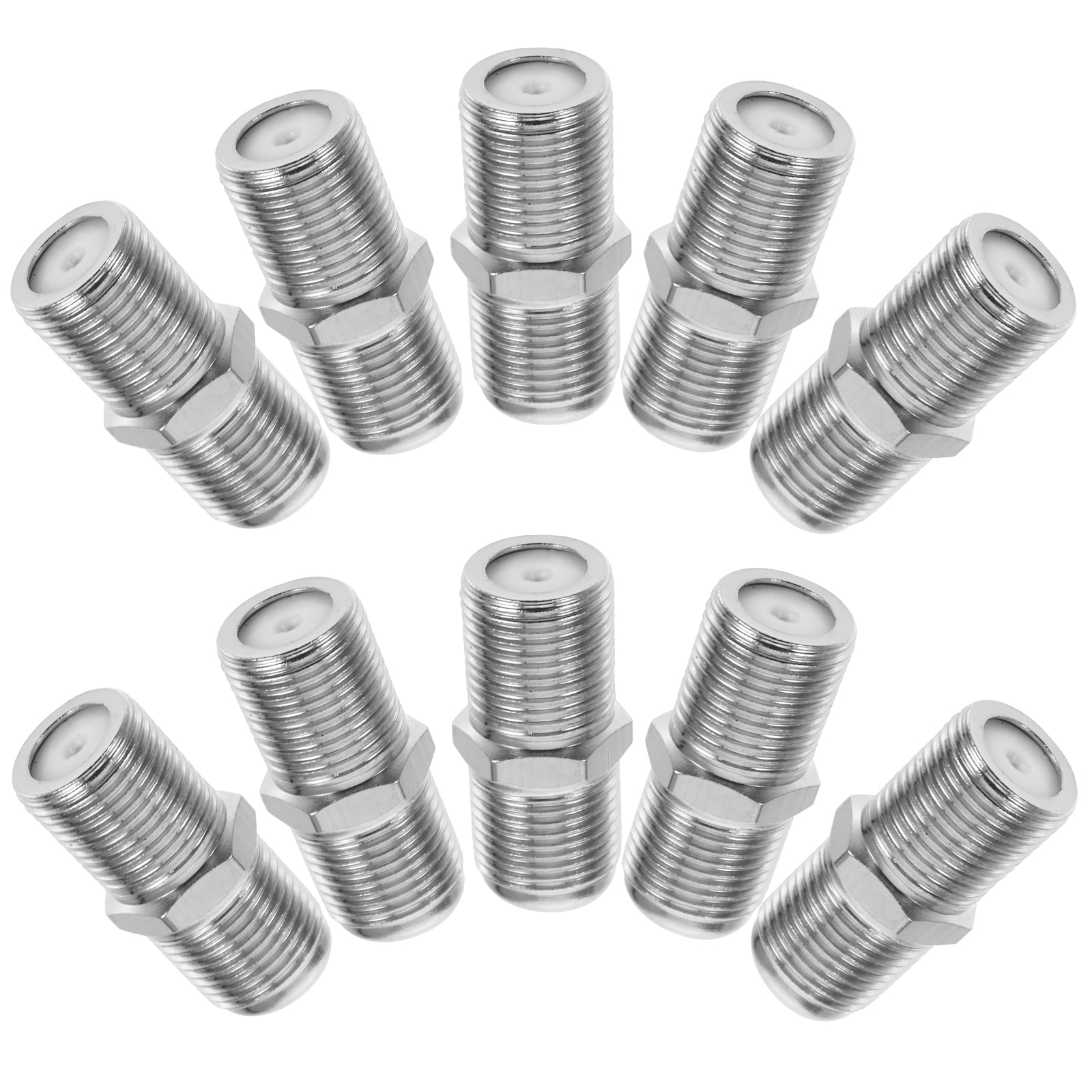 WORGEOUS 10pcs F-Type Thread Coaxial Cable Adapters Female to Female TV ...