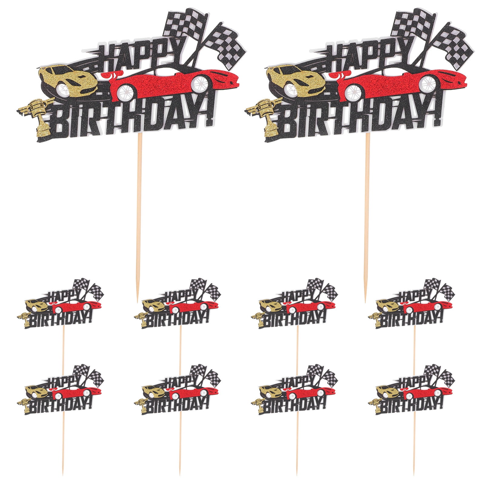 WORGEOUS 10pcs Racing Car Cake Topper Decorations Birthday Party Race ...