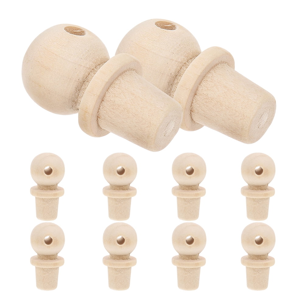 WORGEOUS 10pcs Unfinished Wood Finials Bottle Sealer Furniture Making ...