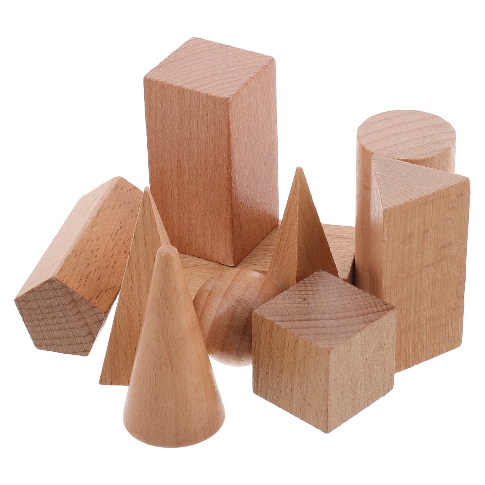 WORGEOUS 10pcs Wooden Geometry Blocks For Children Geometric Model Kids ...