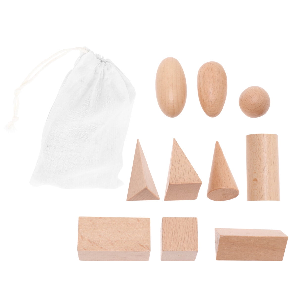 WORGEOUS 11 Pcs Geometric Solids Wooden Toys Math Games Toys Blocks ...
