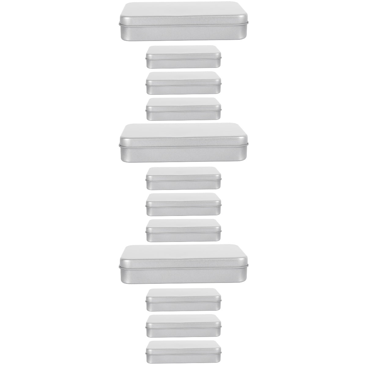 WORGEOUS 12 Pcs Metal Tin Box Empty Rectangular Metal Storage Organizer ...