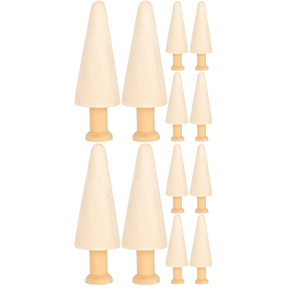 WORGEOUS 12 pcs Unfinished Wooden Tree DIY Wooden Tree Mini Wood Trees ...