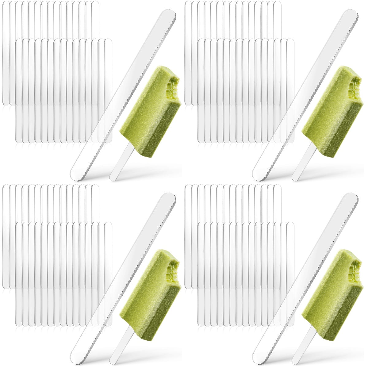 WORGEOUS 120 Pcs Cakesicle Sticks Clear Popsicle Stick Ice Clear Cream ...