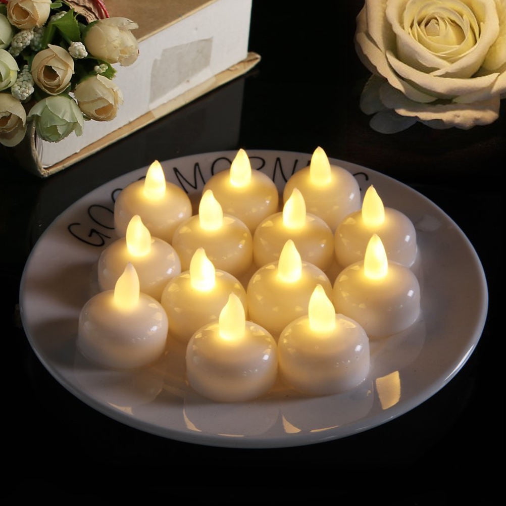 WORGEOUS 12PCS LED Floating Candle Lamp Waterproof Floating Candle ...