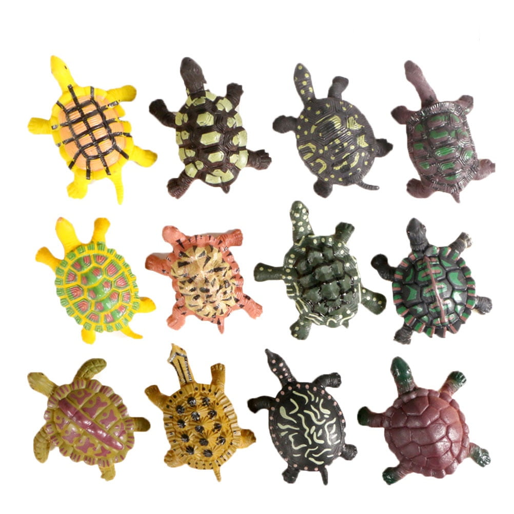 WORGEOUS 12PCS/Set Artificial Turtle Model Simulation Wildlife Figurine ...