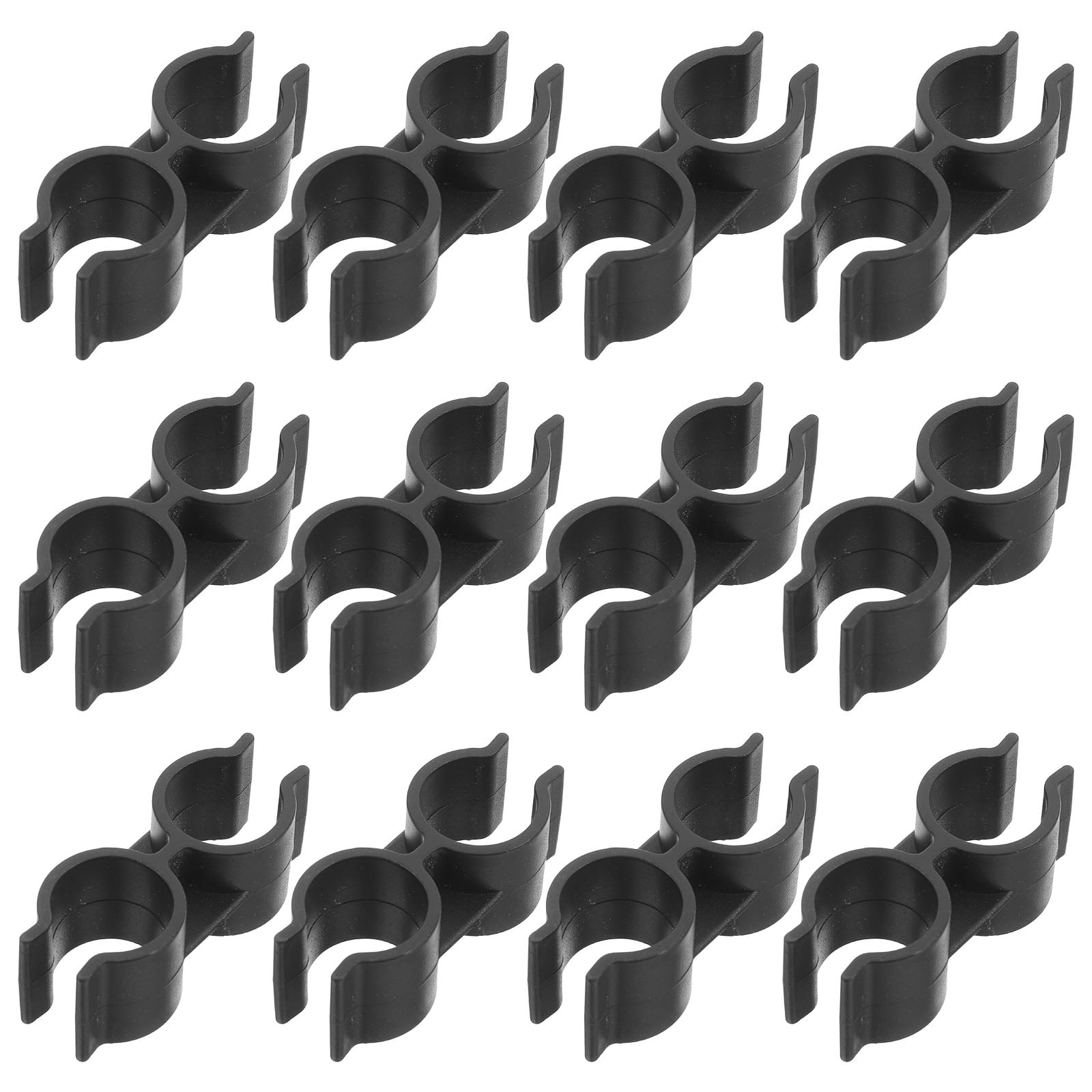 WORGEOUS 12pcs Black Double Port Pipe Clamps Clips 25mm Shelf Pole ...