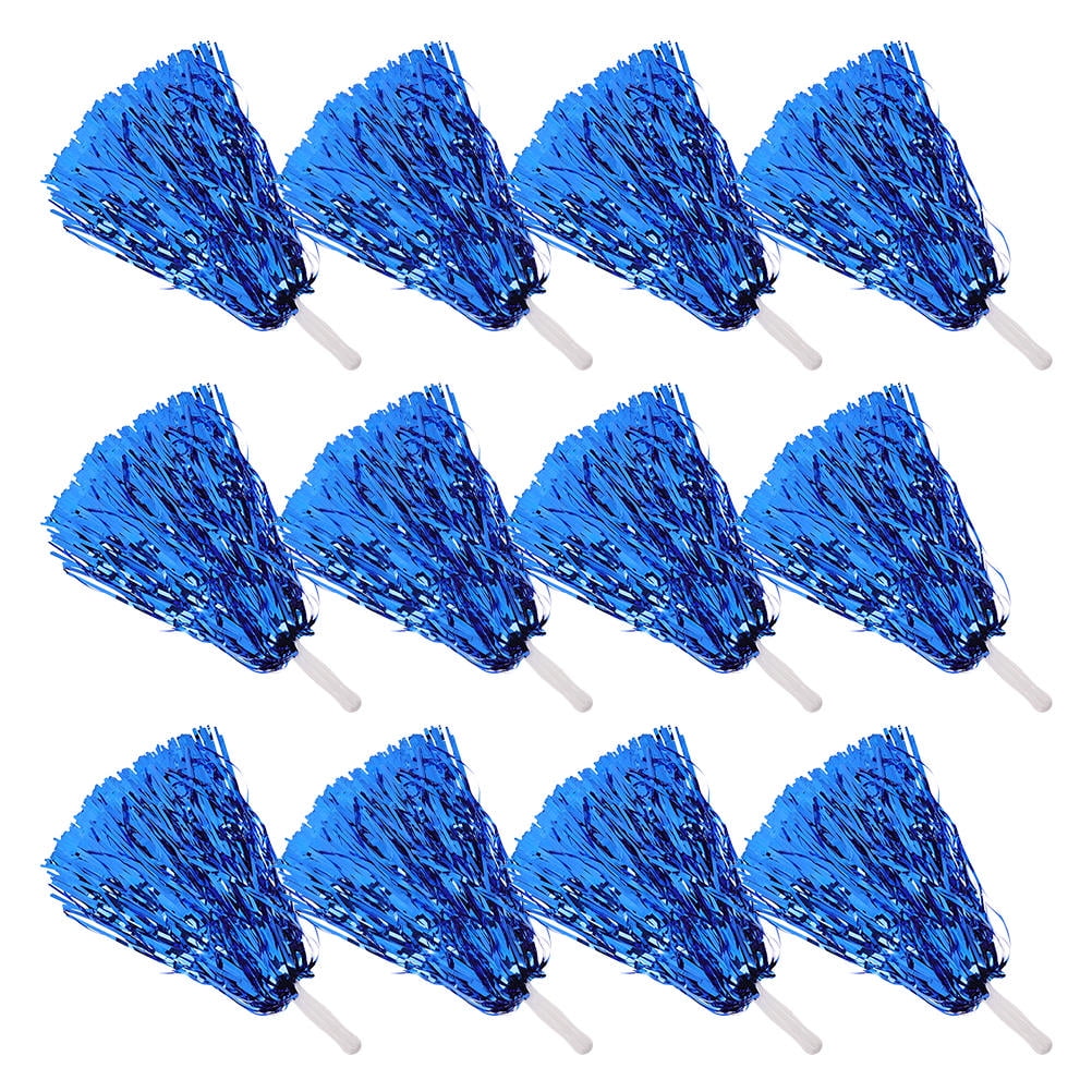 WORGEOUS 12pcs Blue Metallic Foil Cheerleading Pom Poms Cheerleader ...