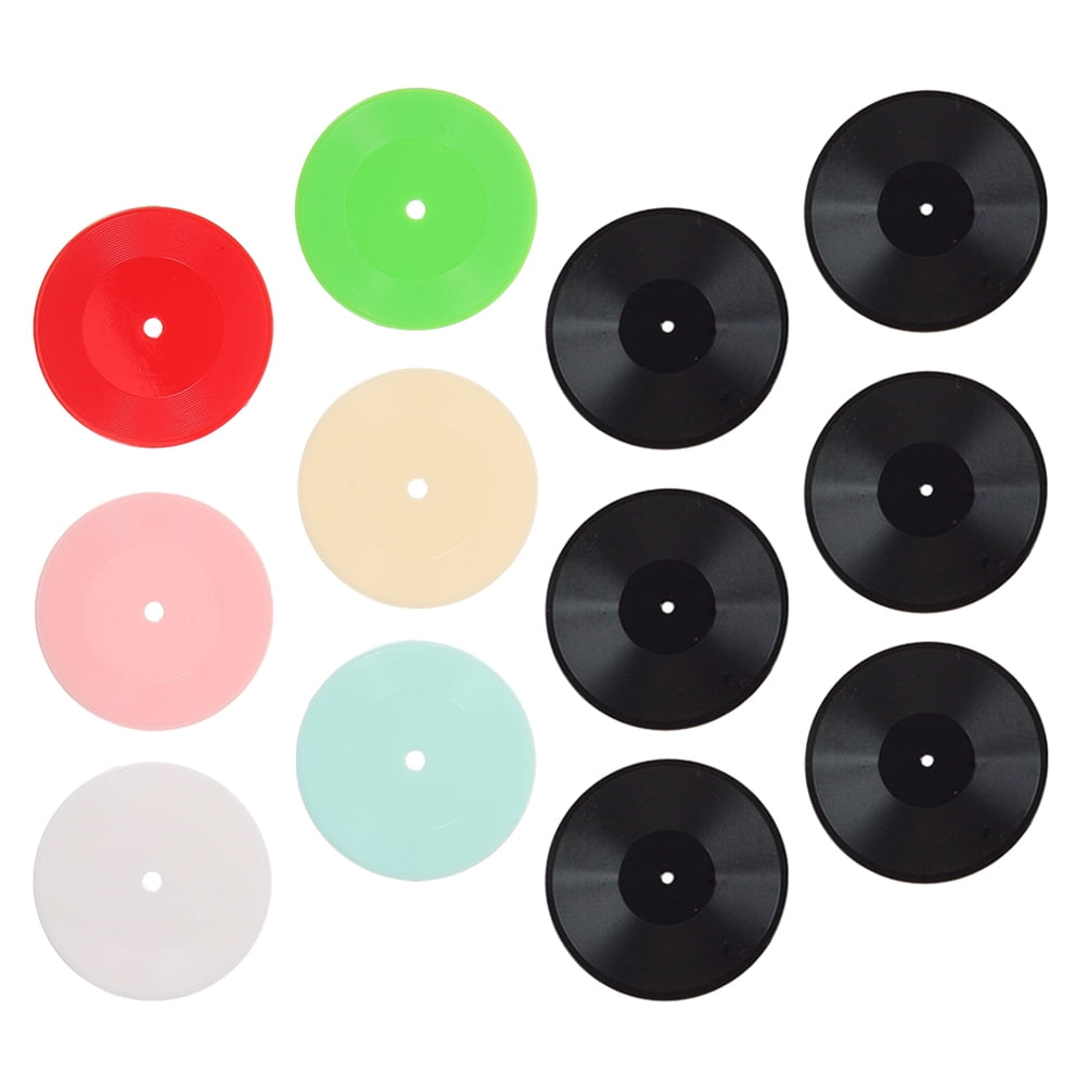 WORGEOUS 12pcs Dollhouse Vinyl Records Fake Vinyls Miniature Music ...