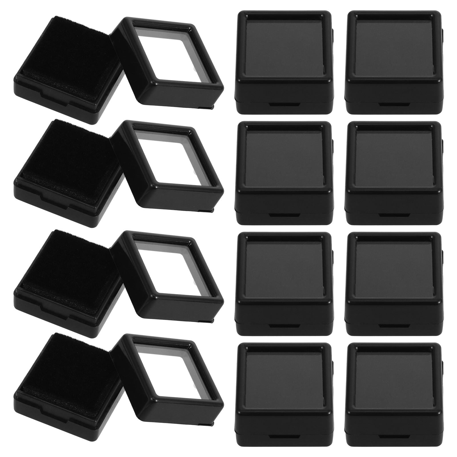 WORGEOUS 12pcs Gemstone Display Box Mineral Specimen Display Case Black ...
