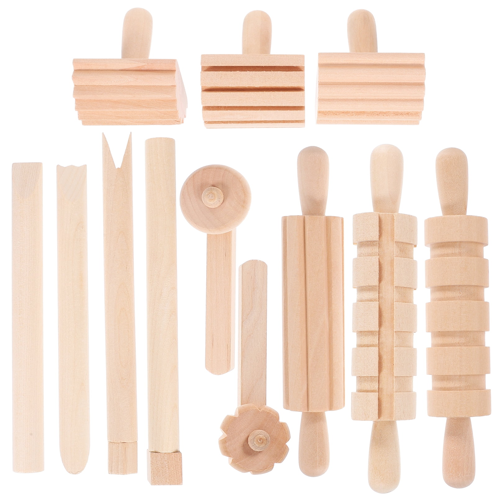 GOOHOCHY Wooden Clay Texture Roller for Polymer Clay Art Projects Beige ...