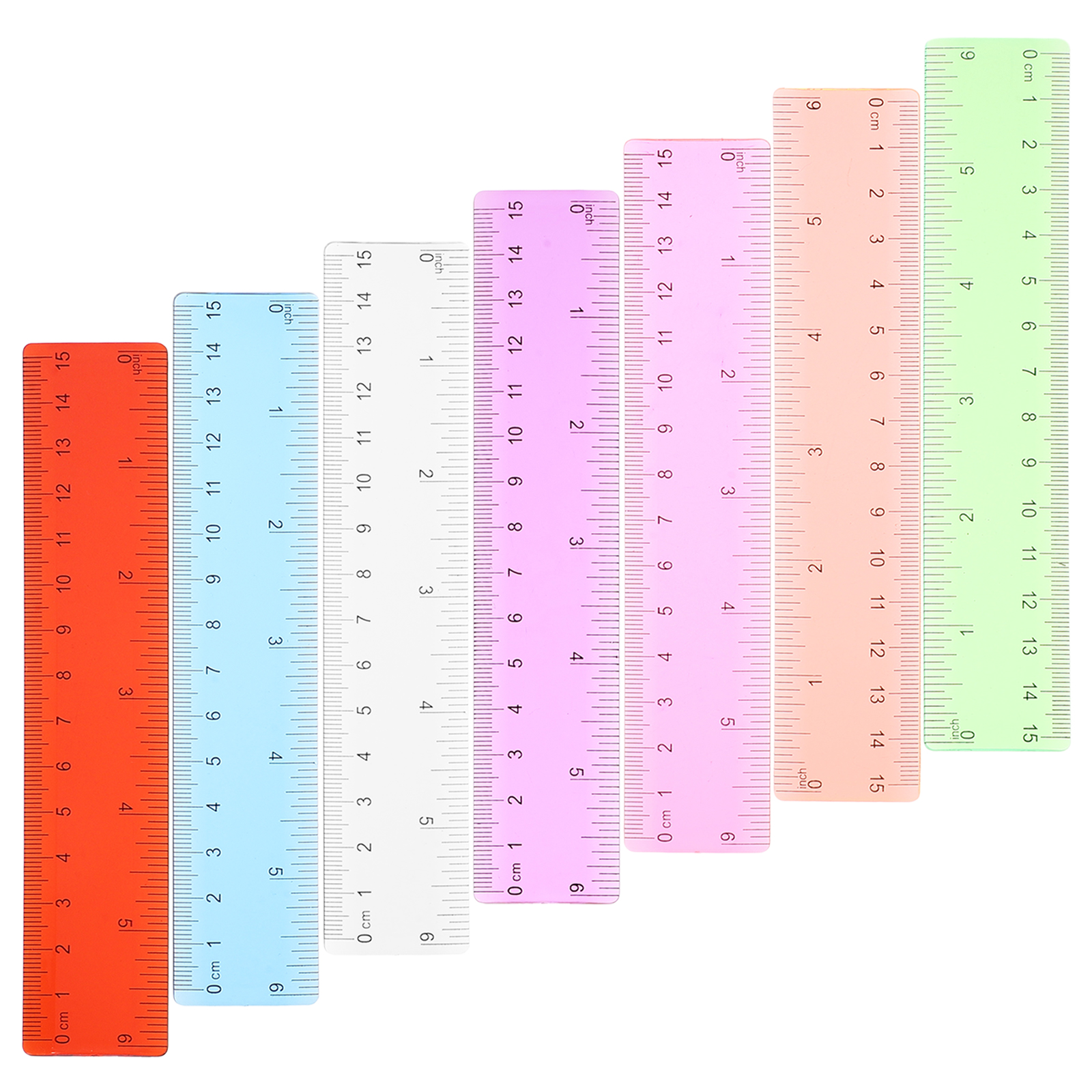WORGEOUS 14 Pcs Measuring Colorful Plastic Ruler Architects Tools Math ...