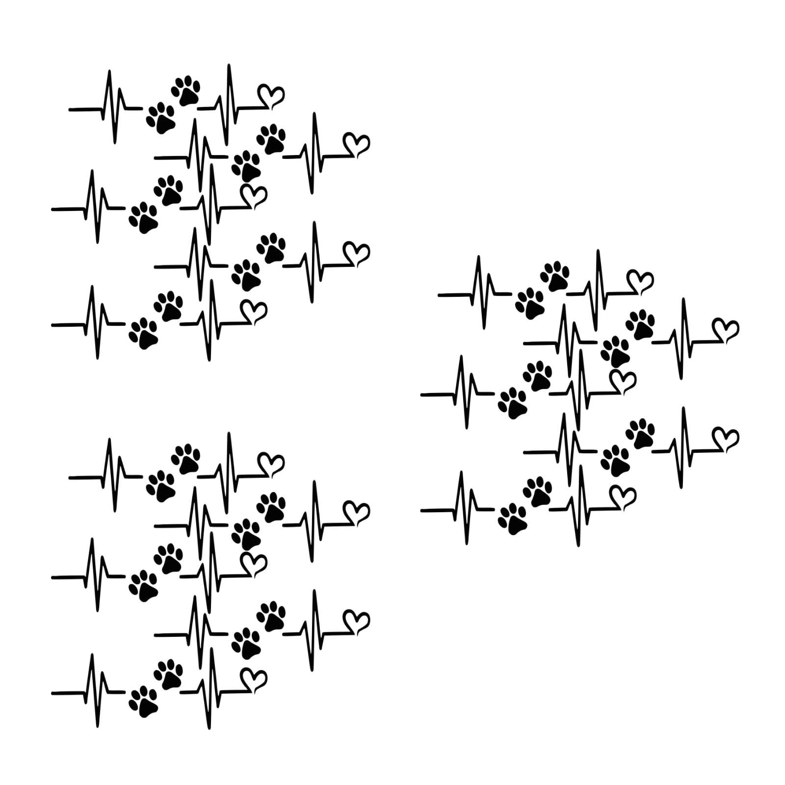 WORGEOUS 15 PCS Paw Print Heartbeat Vinyl Car Decal Heartbeat Pulse ...