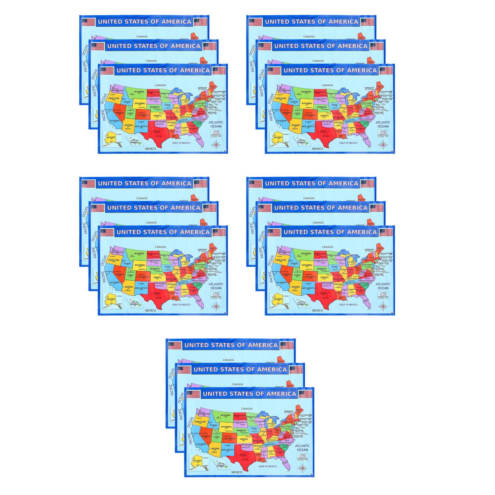 WORGEOUS 15 pcs US Maps for Wall Educational and Decorative USA Map ...