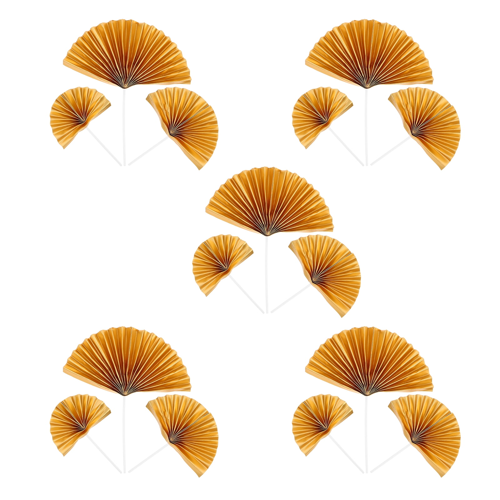 WORGEOUS 15pcs Gold Fan Shaped Cake Toppers For Birthday Cake ...