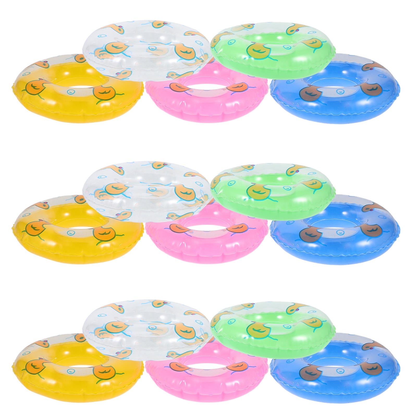 WORGEOUS 15pcs Mini Swim Ring Decorations Cartoon Duck Pattern ...