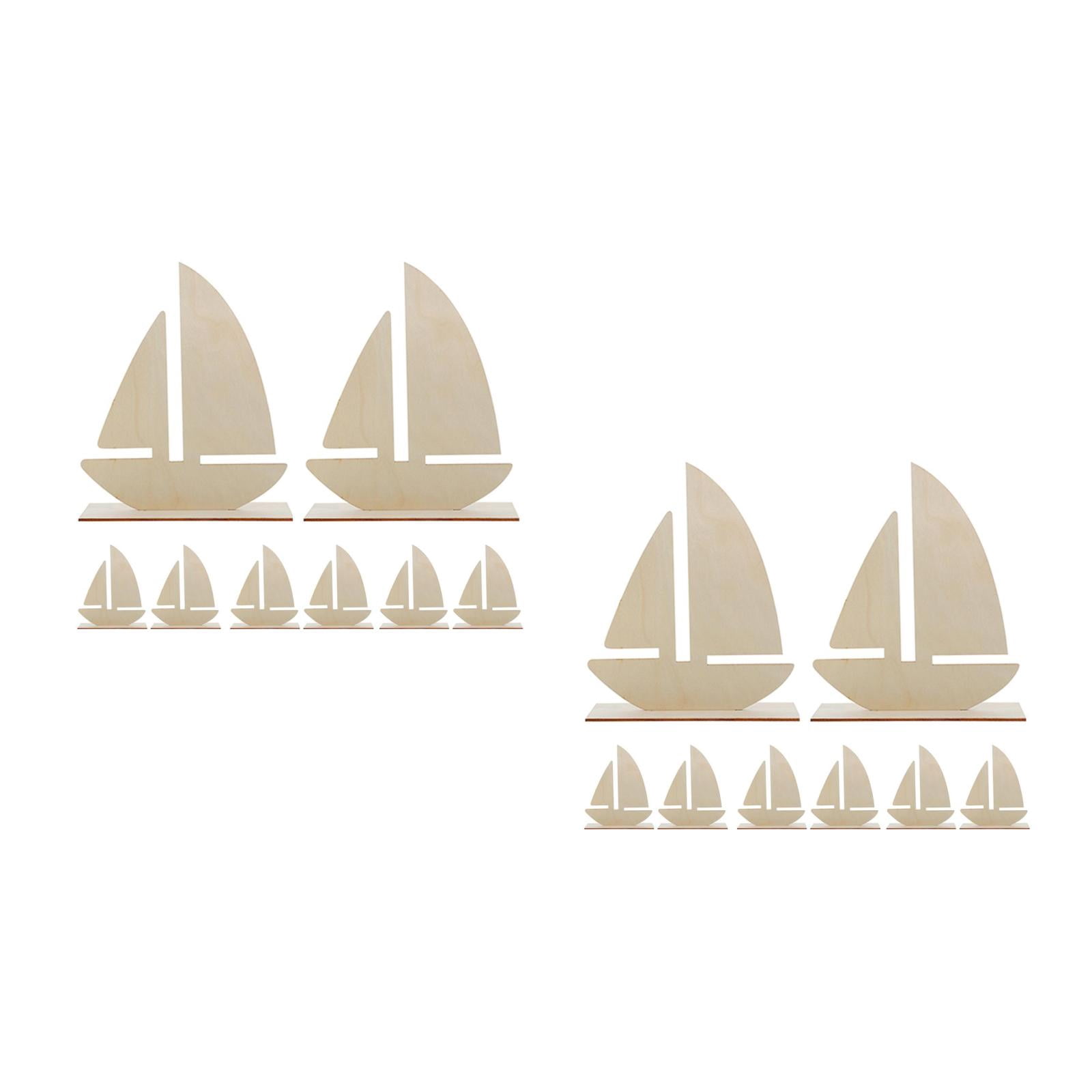 WORGEOUS 16 pcs Blank Craft Boat Models DIY Wooden Boat Kits Sailboat ...