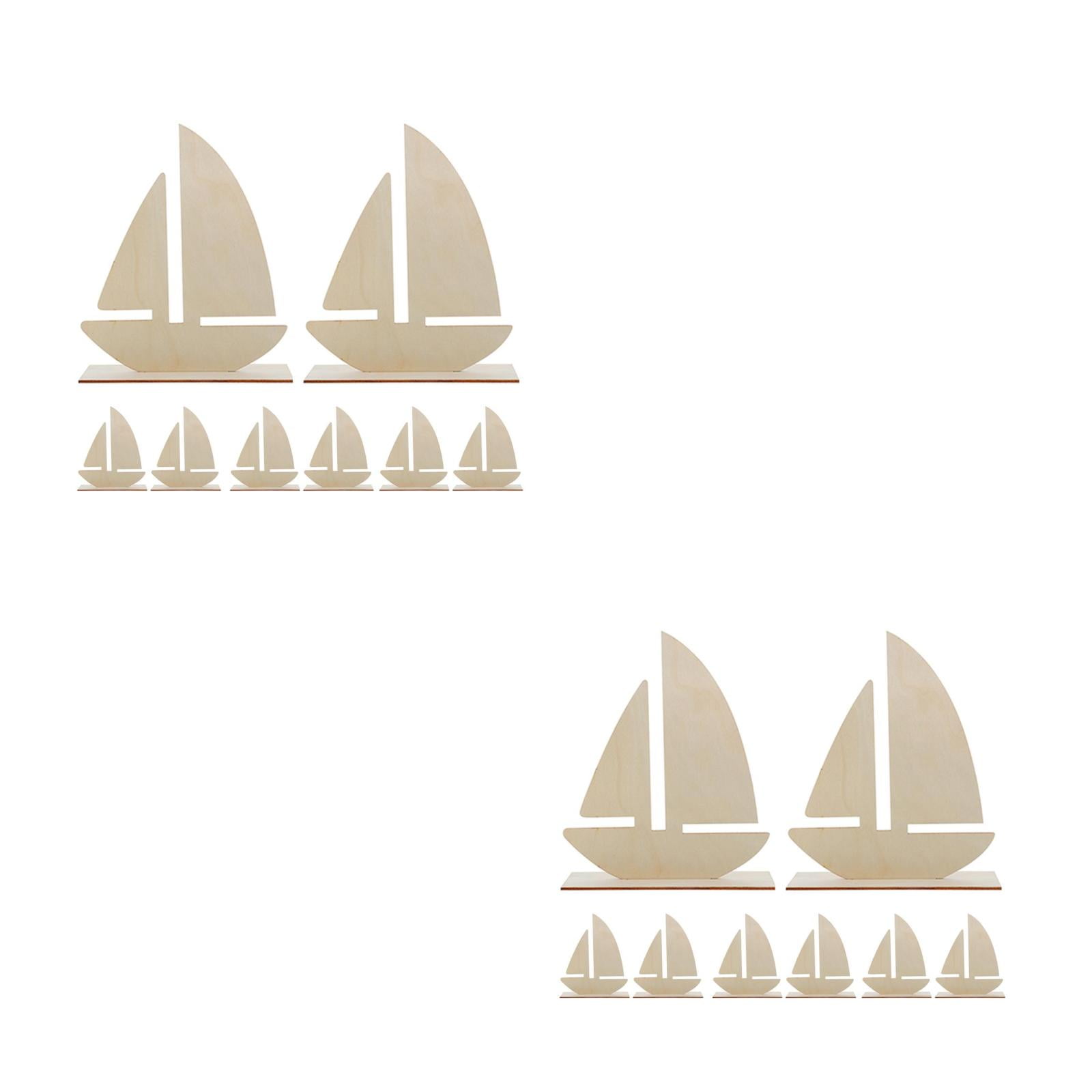 WORGEOUS 16 pcs Wooden Sailboat Kit Unfinished Sailboat Model DIY Wood ...