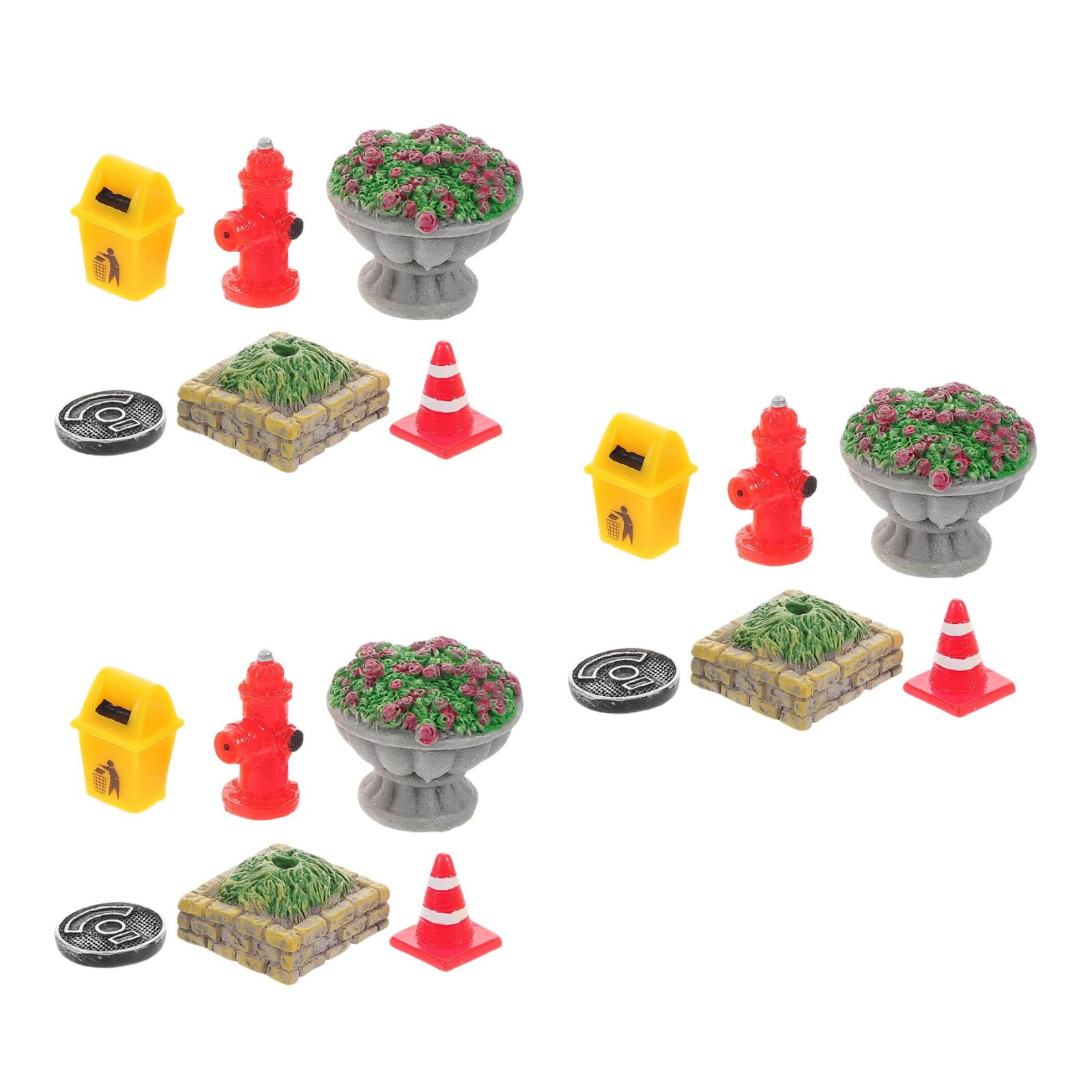 WORGEOUS 18 Pcs Mini House Decor Flower Bed Resin Traffic Cone Micro ...