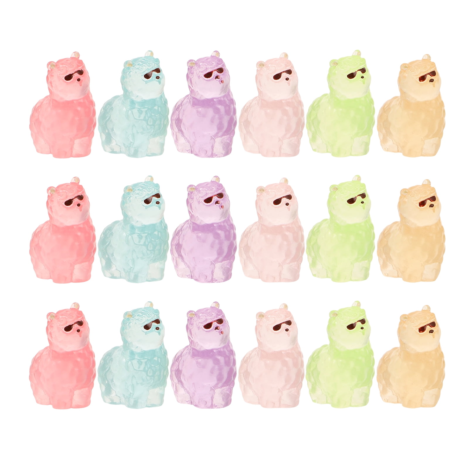 WORGEOUS 18pcs Resin Miniature Alpaca Figurines Glow In Dark Sunglasses ...