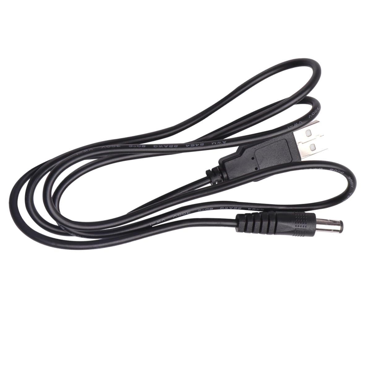 WORGEOUS 1M Length Black USB Port 5V 5.5x2.1mm DC Barrel Power Cable ...