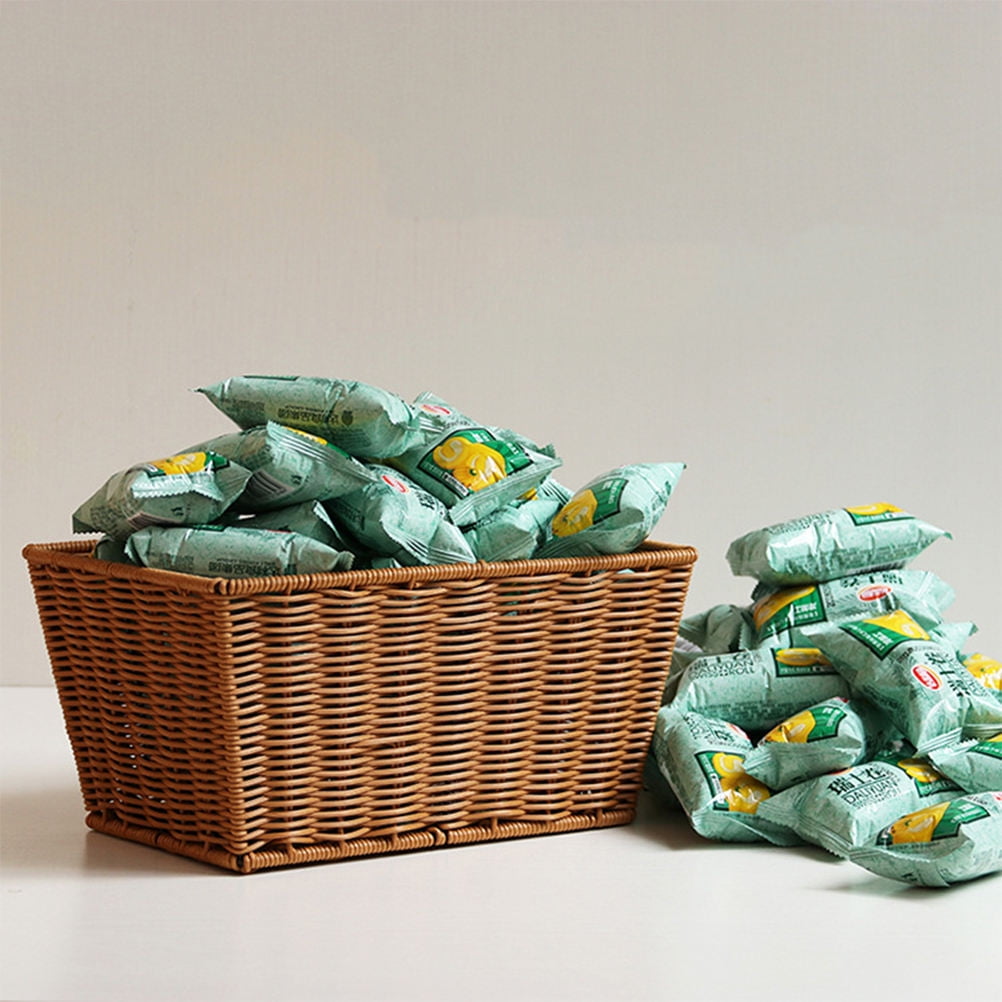 WORGEOUS 1PC Imitated Rattan Plastic Basket Simulated Weaving Bread ...