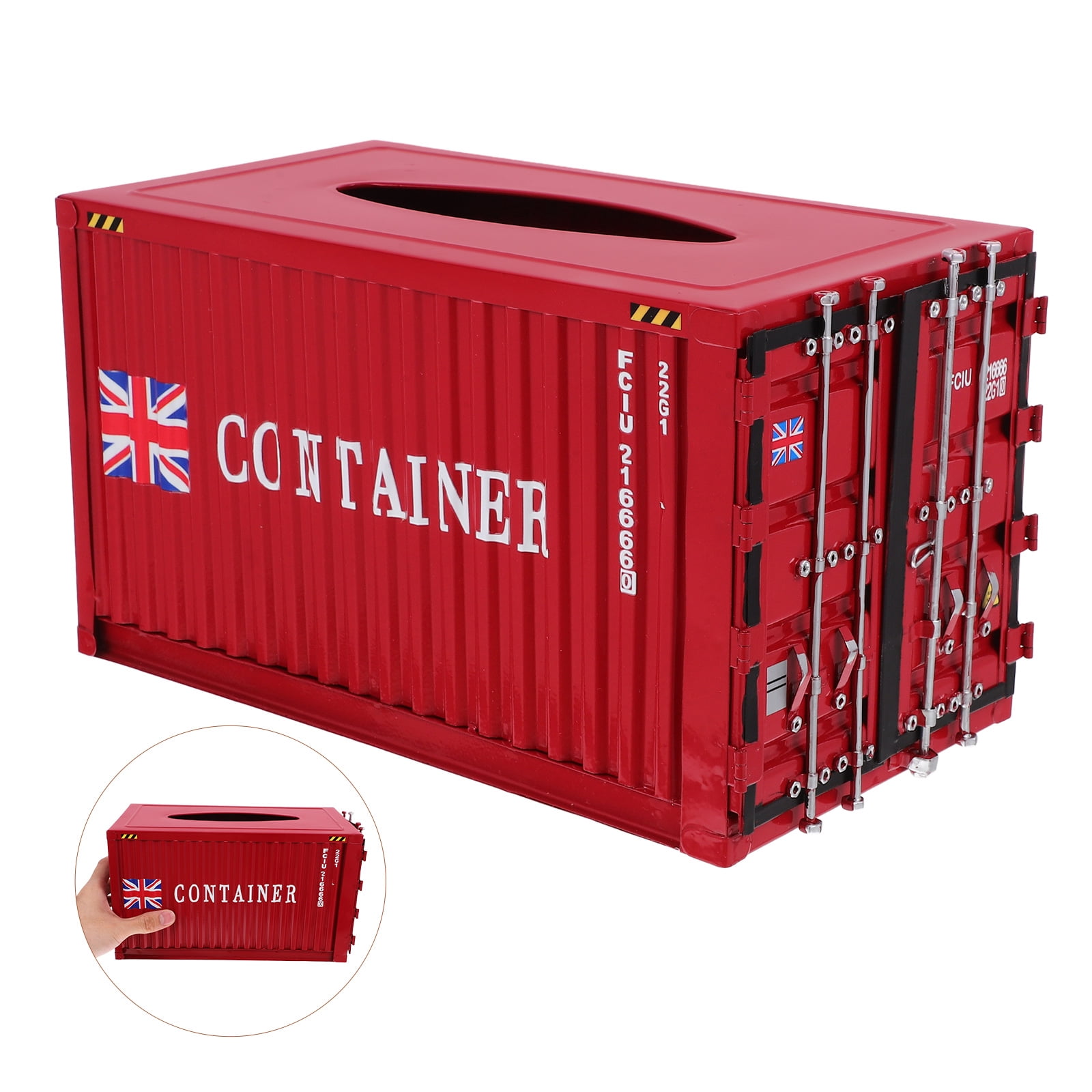 WORGEOUS 1Pack Red Tissue Box in Shipping Container Shape for Creative ...
