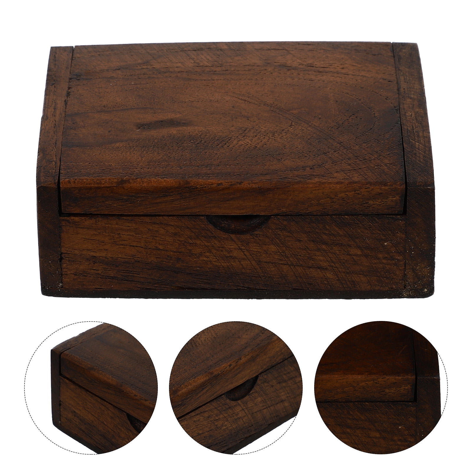 WORGEOUS Wood Organizer Name Badge Organizer Box Brown 1Pc 9.8X6.5X3 ...