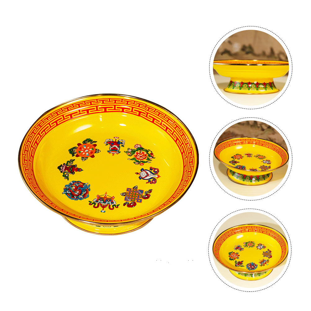 WORGEOUS Decorative Platter Tribute Plate Enamel Yellow 1Set 9.4X9.4in ...