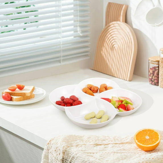BESTYASH worgeous white food divider plate with sections for ...