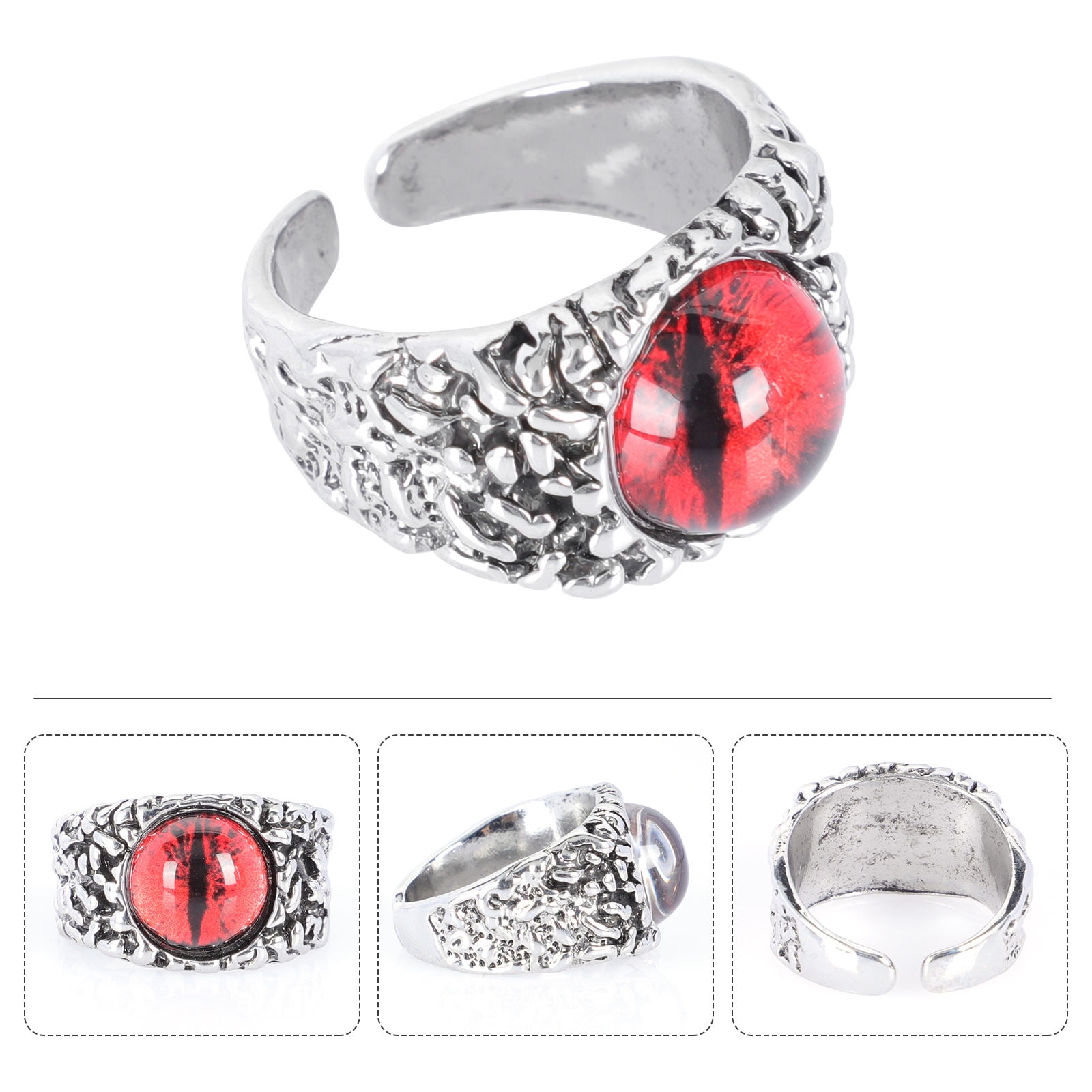 WORGEOUS 1Set Red Iron Evil Eyeball Ring Wide Open Ring for Unisex ...