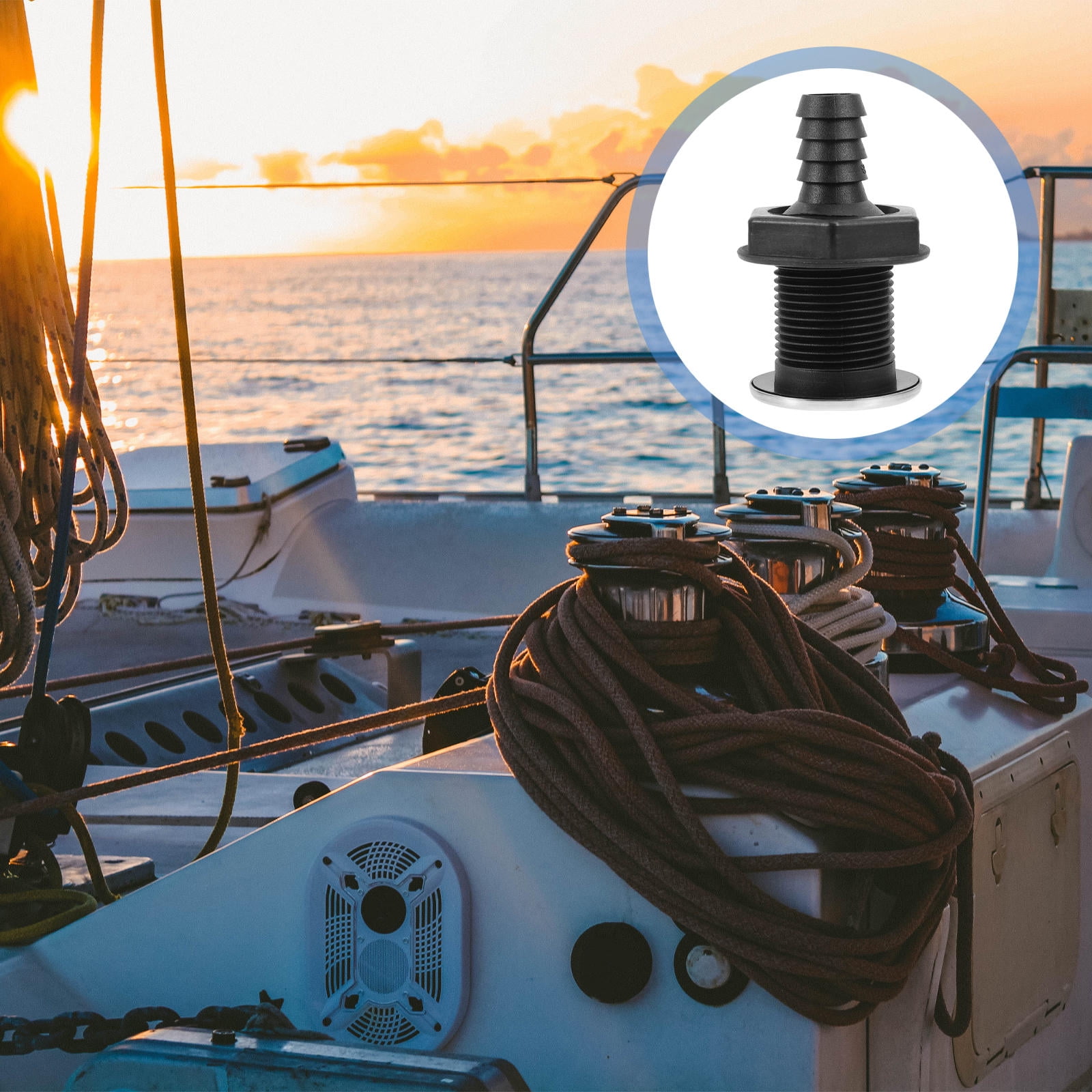 WORGEOUS 1Set Yacht Draining Outlet for Boat Floor Deck Drain in Black ...