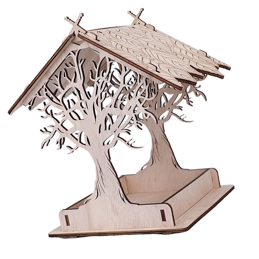 WORGEOUS 1pc Outdoor Hanging Type Bird Food Dispenser Wooden Hanging ...