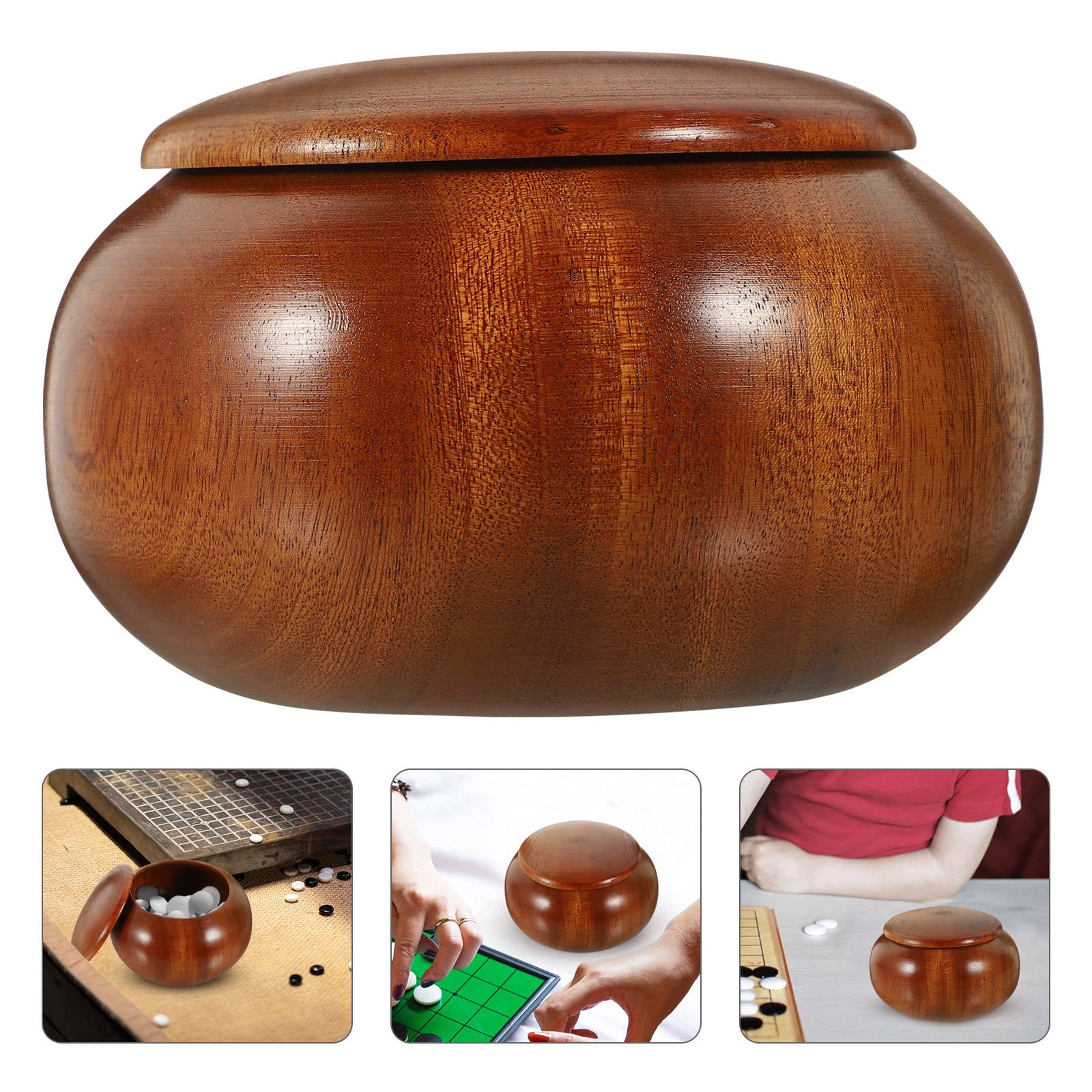 WORGEOUS 1pc Wooden Chess Pieces Container Weiqi Pieces Pot Go Chess ...