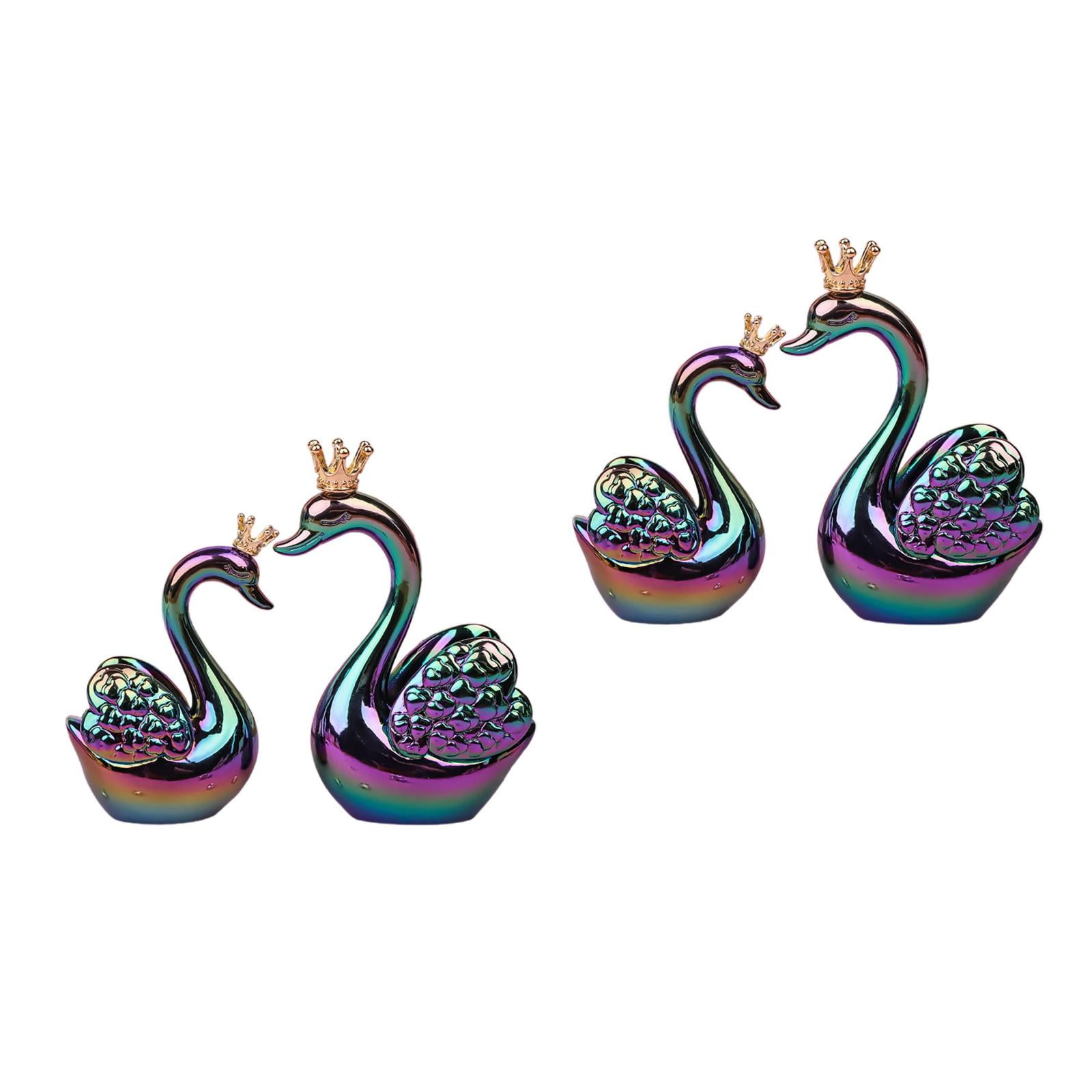 WORGEOUS 2 Pairs Resin Swan Statue Decoration Swan Couple Sculpture for ...