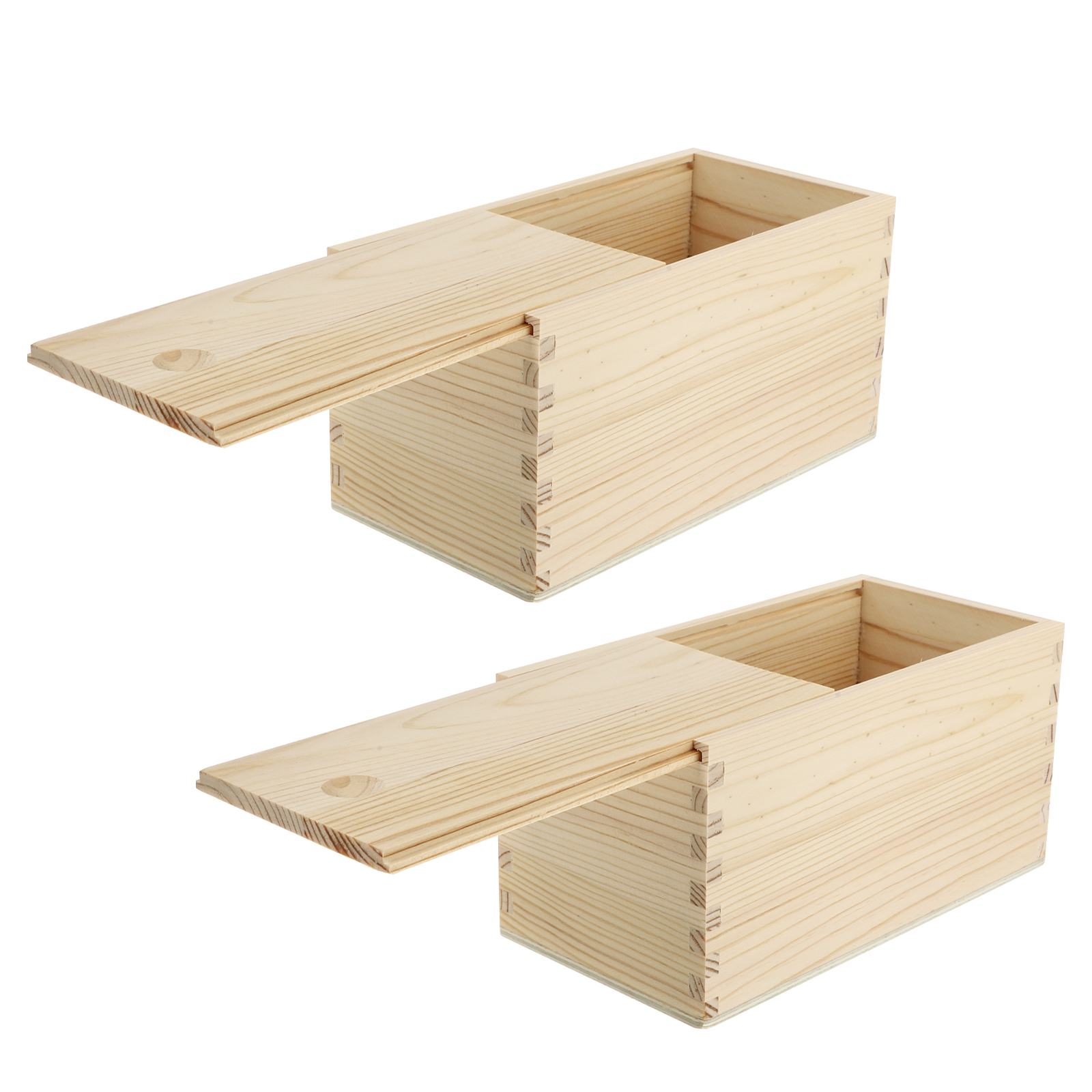 WORGEOUS 2 Pcs Boxes Pull Sliding Wooden Elegant Design Storage Jewelry ...