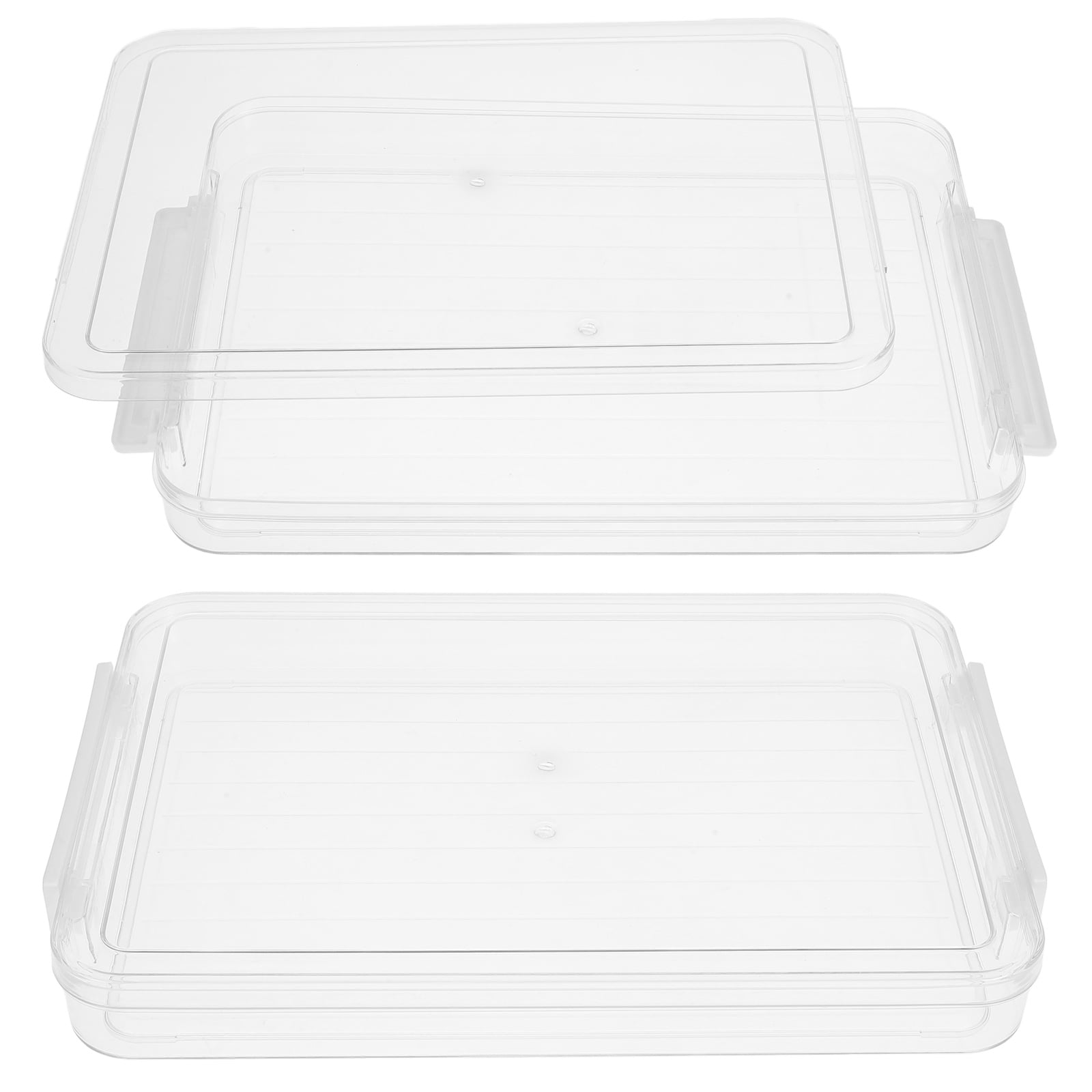 WORGEOUS 2 Pcs Clear Plastic Stackable Storage Box File Protector Case ...
