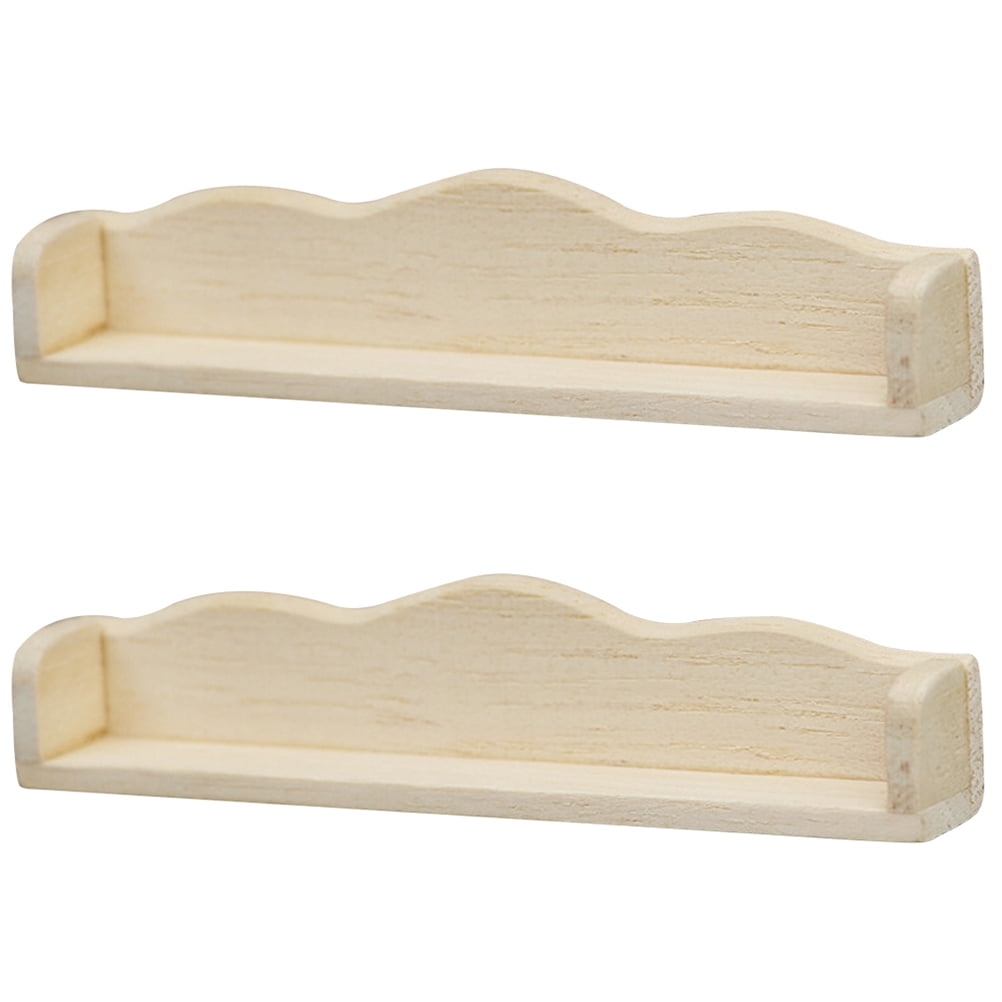 FUEENIRVA Dollhouse Storage Rack Miniature Wall Shelf Khaki Wood 2Pcs ...