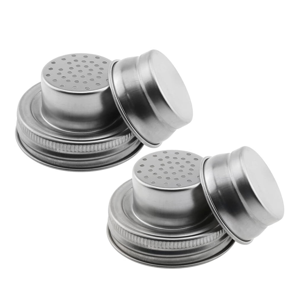 WORGEOUS 2-Pack Stainless Steel Jar Shaker Lids for Regular Mouth ...