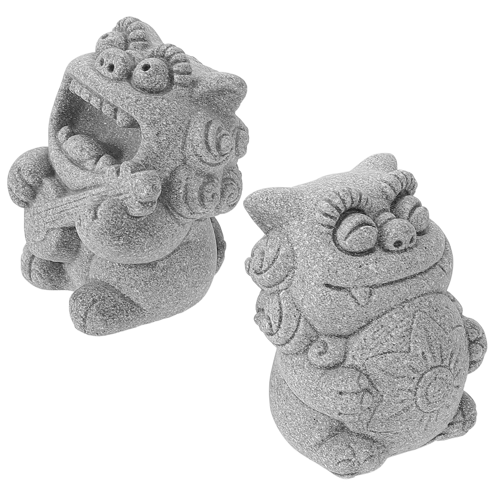 WORGEOUS 2 Pcs Sandstone Lion Ornament Garniture Fish Tank Statue ...