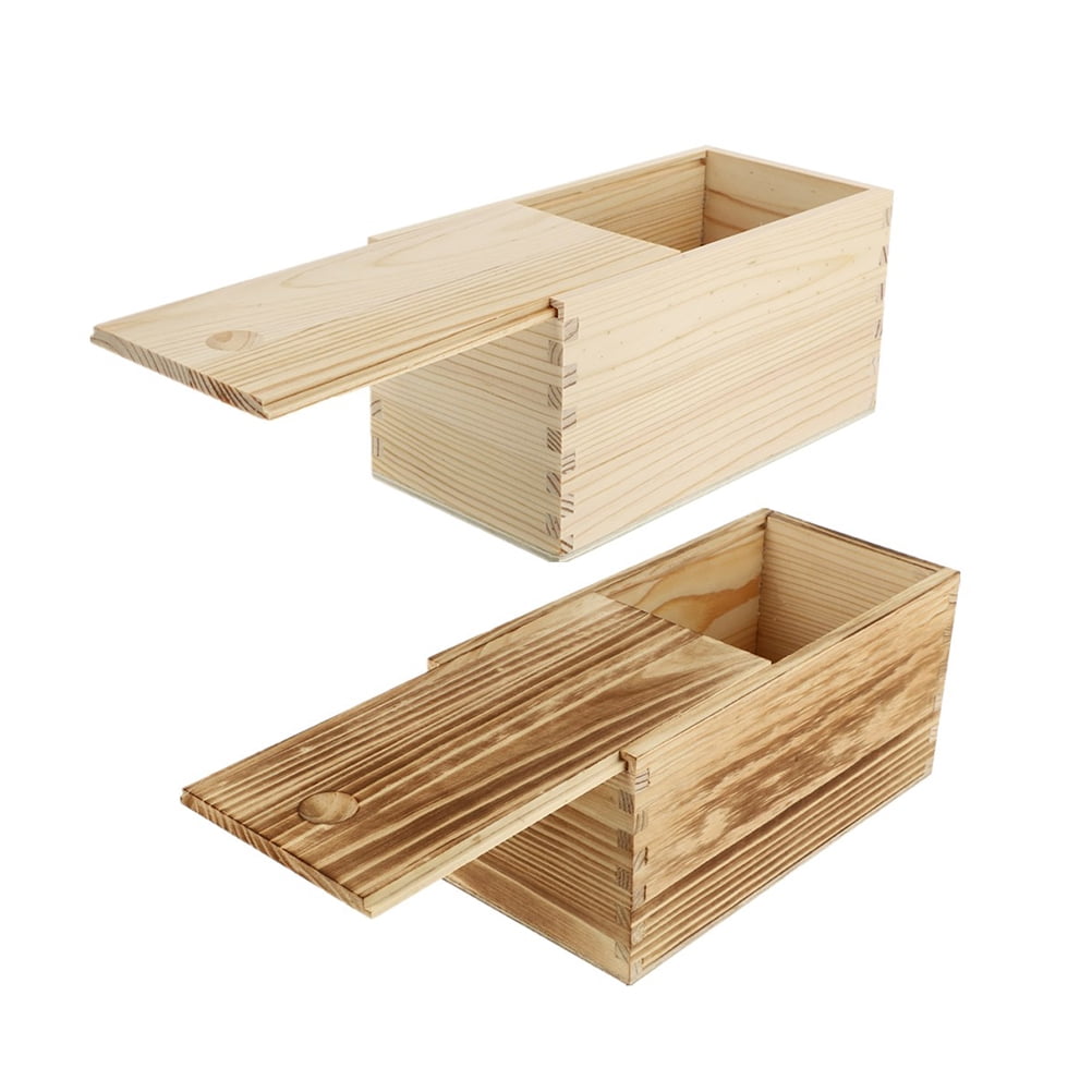 HINTRMENT Wood Storage Box Natural Wood Color Household Storage Cases ...