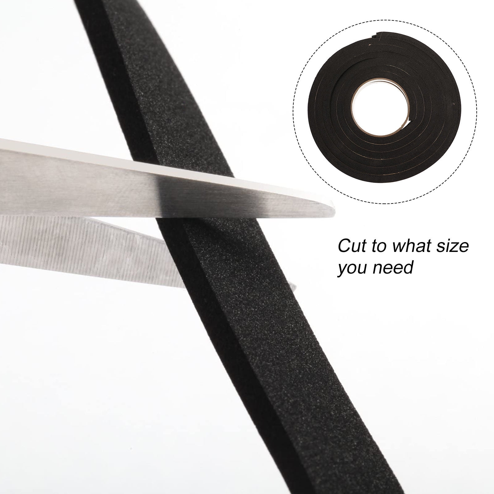 WORGEOUS Self-Adhesive Window Seal EVA Sponge Black 2 Rolls 117.90X0 ...