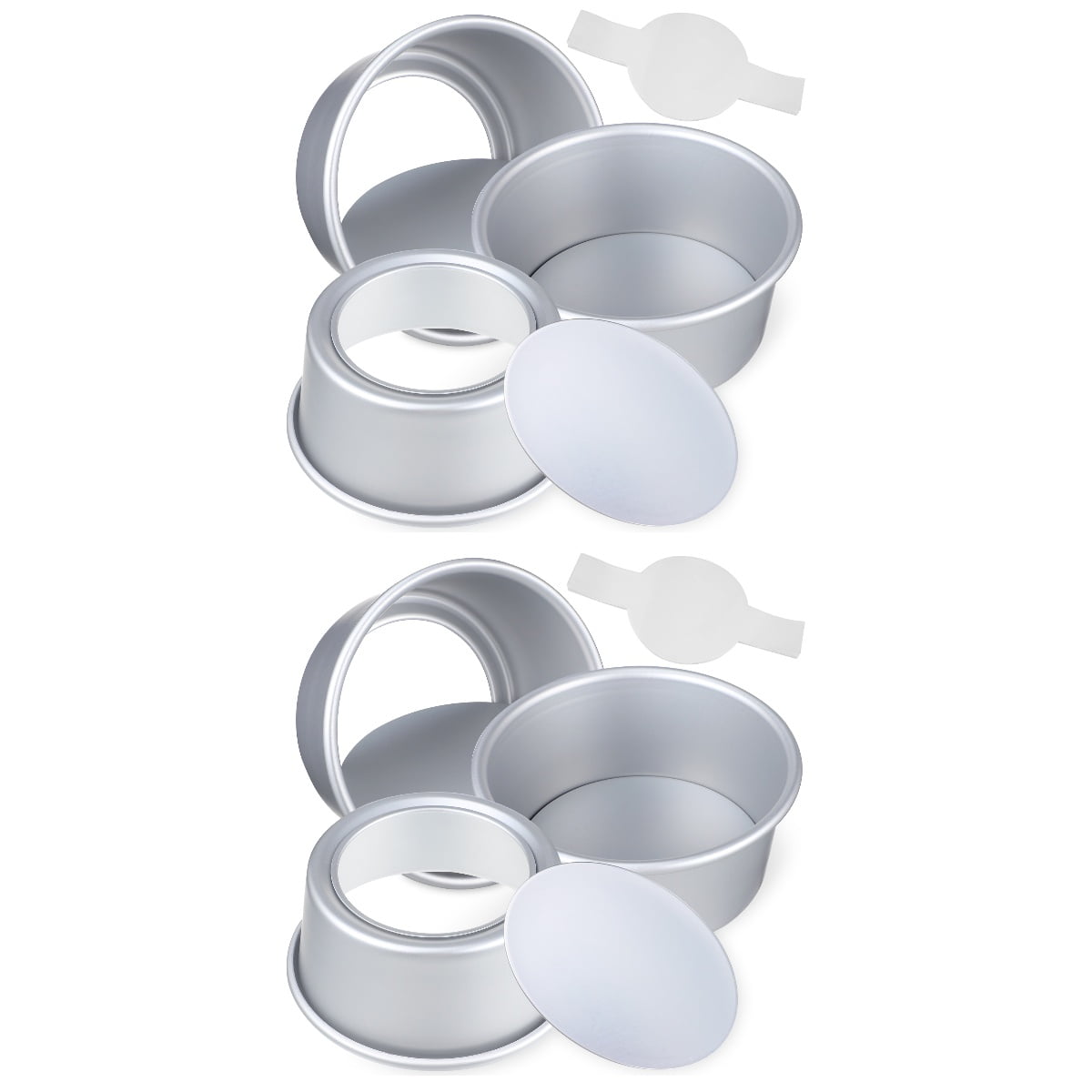 WORGEOUS 2 Sets Cake Tins and Baking Paper Set Detachable Bottom Cake ...