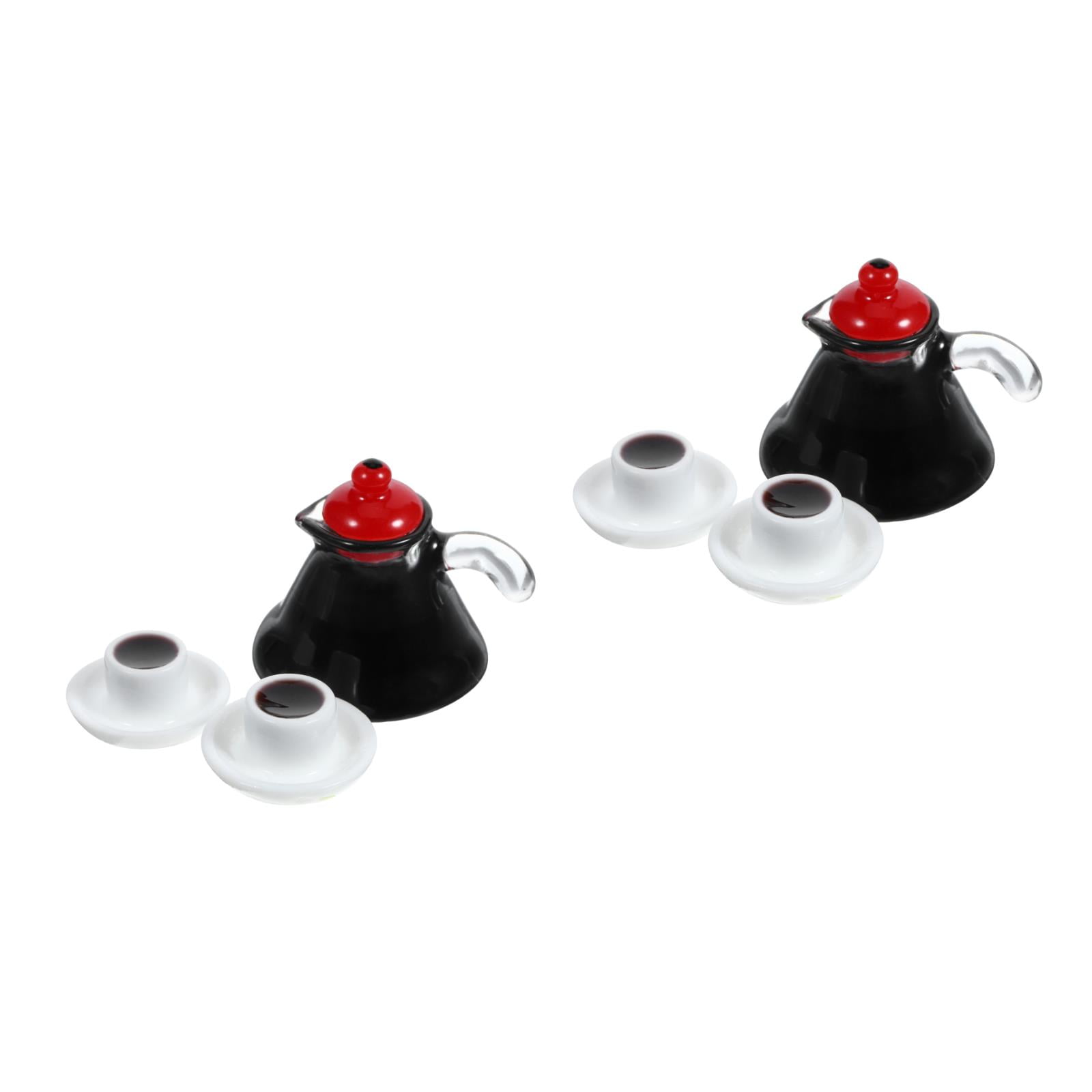 WORGEOUS 2 Sets Dollhouse Coffee Pot Miniature Coffee Cup Mini Espresso ...