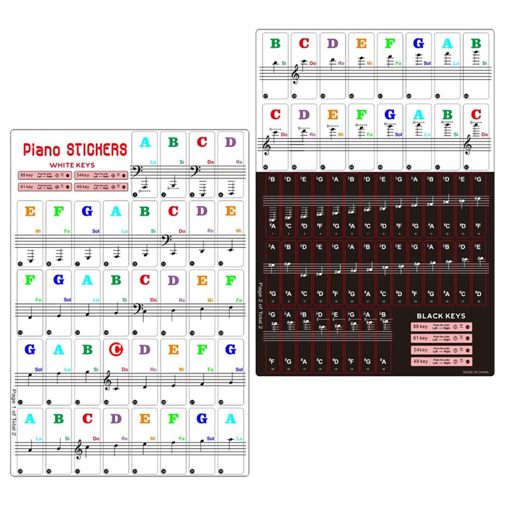 WORGEOUS 2 Sets Key Covers Key Board Piano Practice Stickers 4X1.55X0 ...